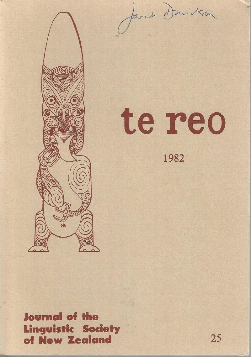 Te Reo. Vol. 25, 1982. Journal of the Linguistic Society of New Zealand.