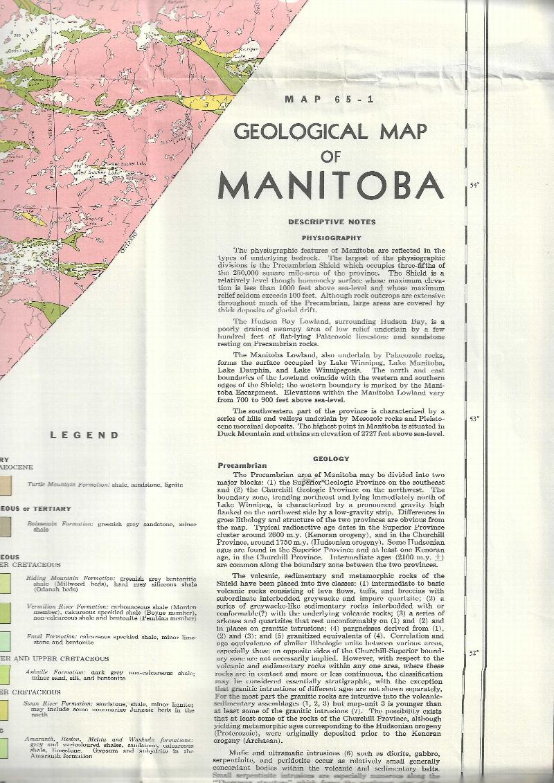 Geological Map of Manitoba. Map 65-1